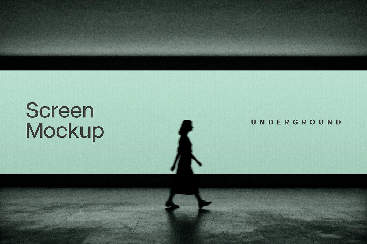 Underground Wall Screen Mockup, an Advertising Mockup by Design Squad