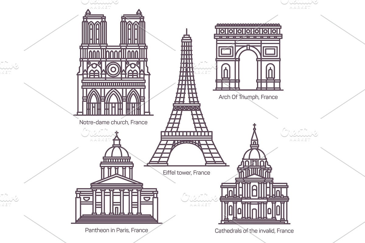 French sightseeing landmarks, an Illustration by GenziWorkshop