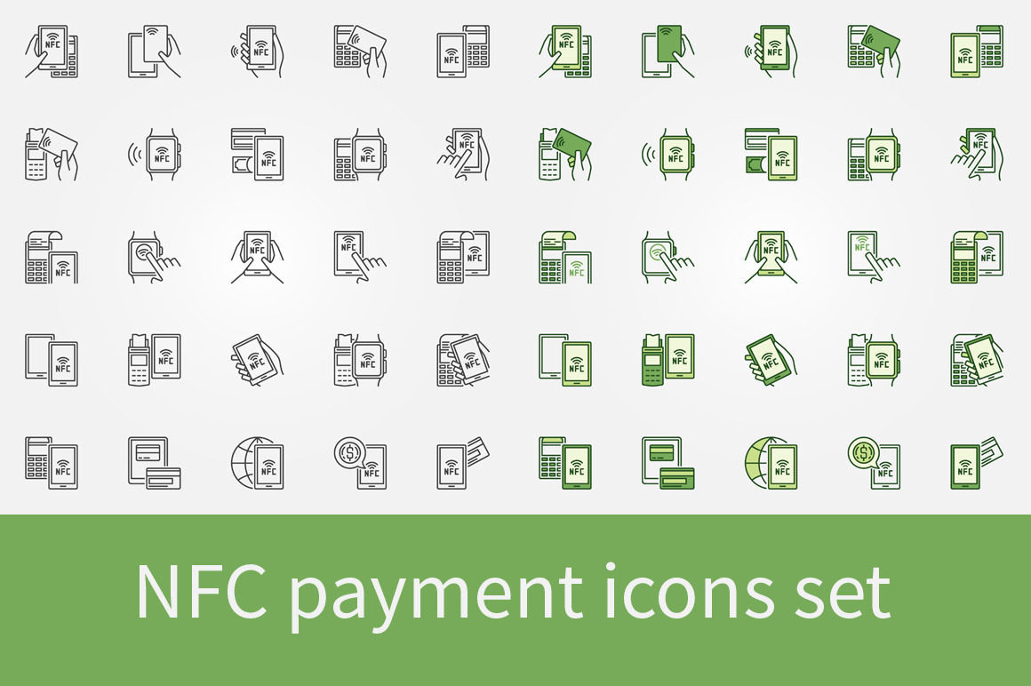 NFC payment icons set, an Outline Icon by Venomous Vector