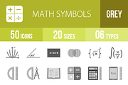 50 Math Symbols Greyscale Icons, an Icon by IconBunny | Creative Market