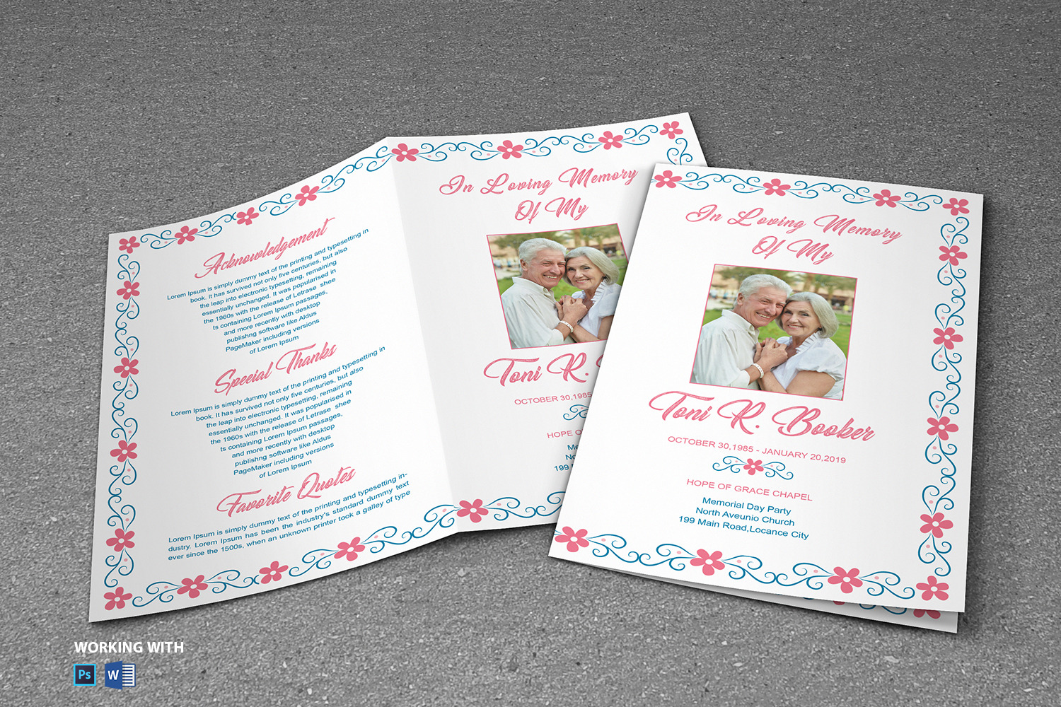 Funeral Program Template, a Brochure Template by Madhabi Studio