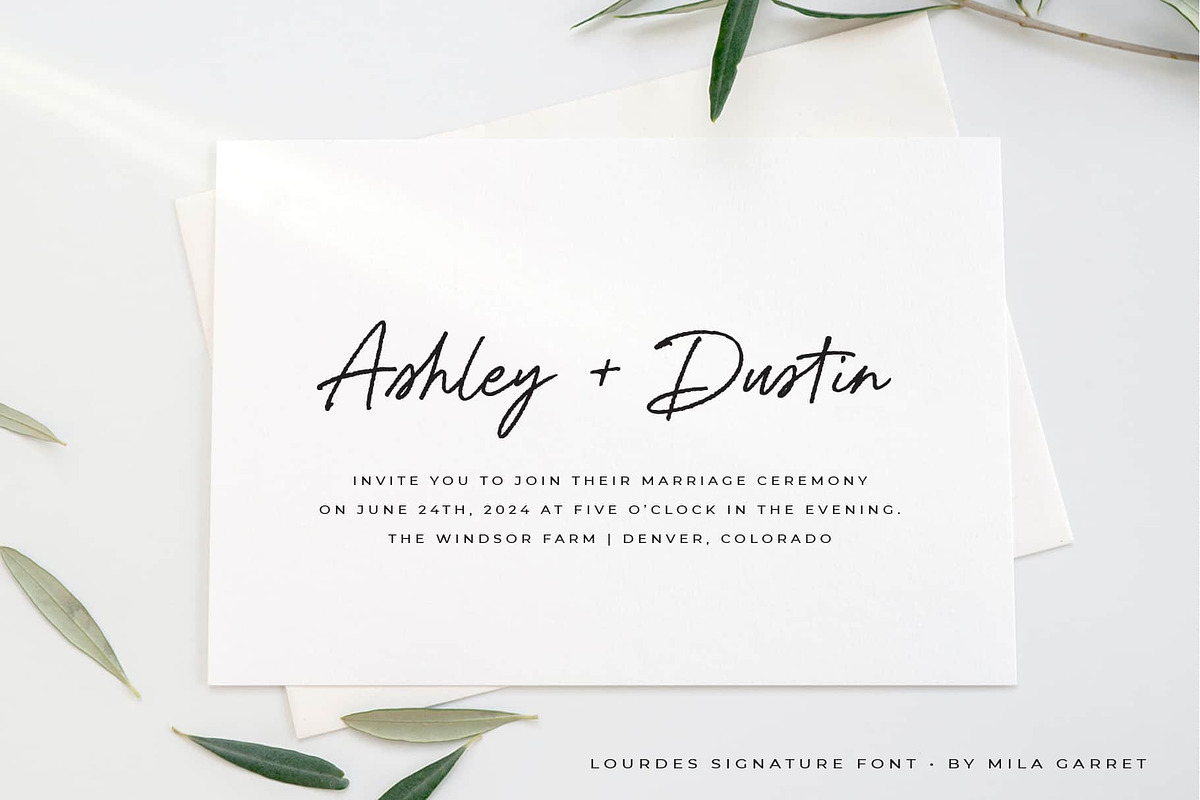 Lourdes Signature Handwritten Font, a Script Font by Mila Garret