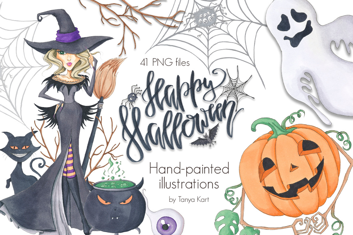 Halloween Hand-painted Clipart | Illustrations ~ Creative Market
