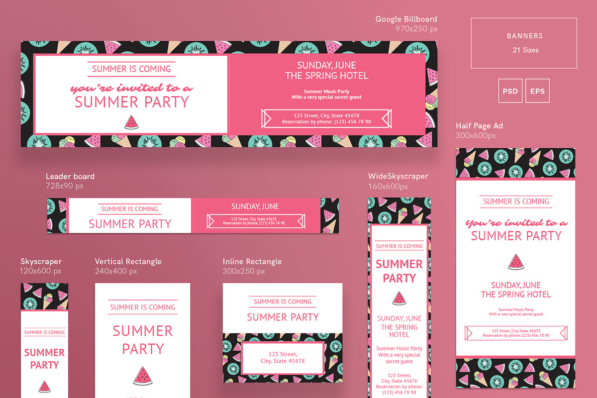 Banners Pack | Summer Party, a Templates & Theme by Amber Graphics