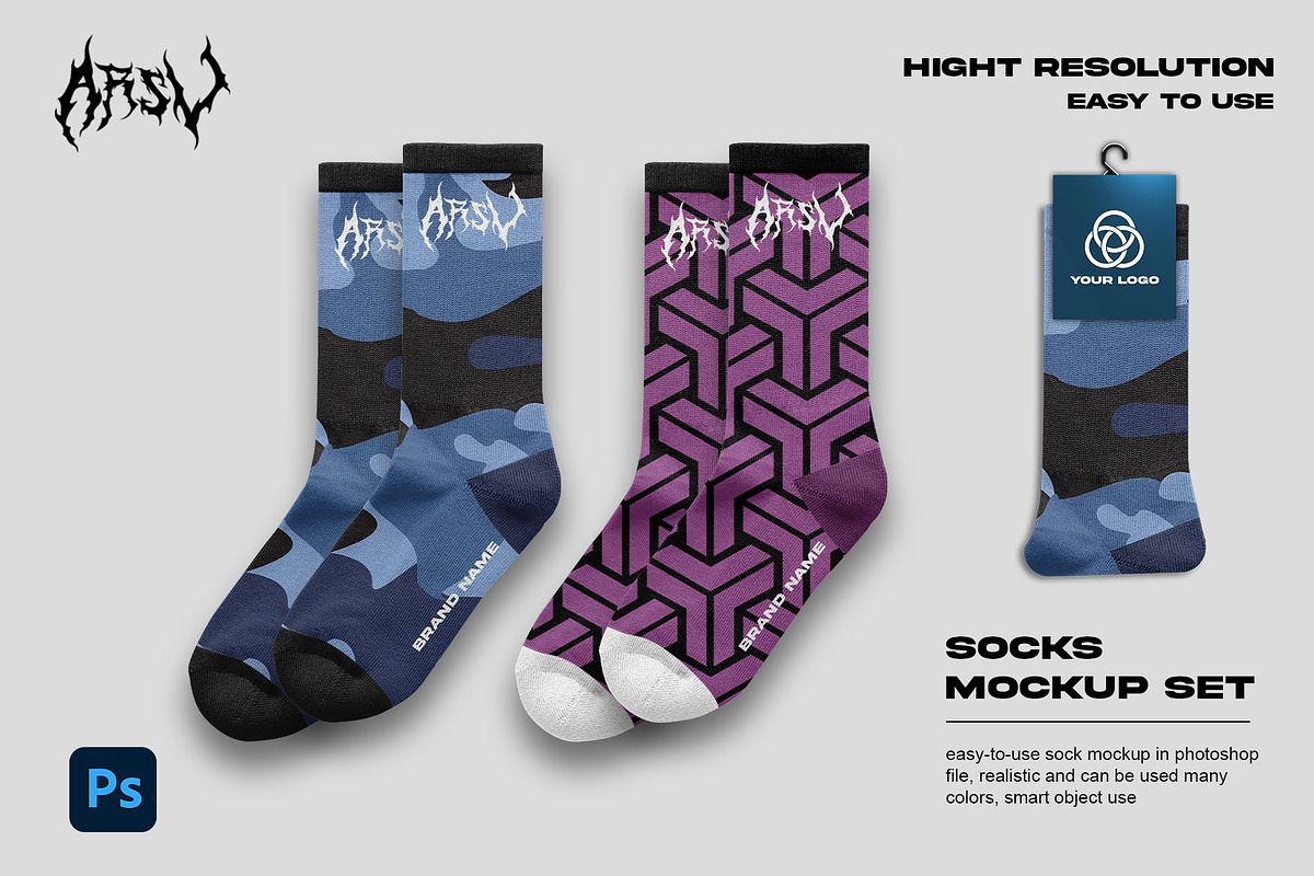 Sock mockup set realistic, an Apparel Mockup by arseavin project