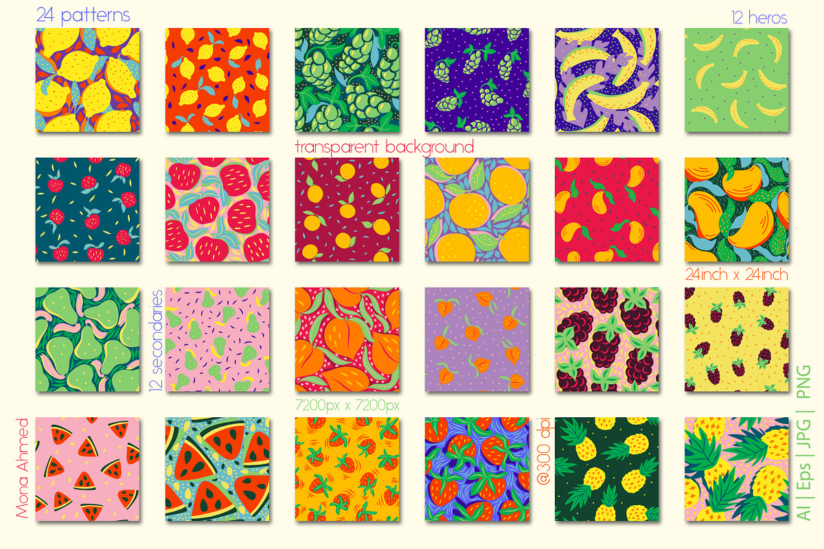 summer fruits pattern collection