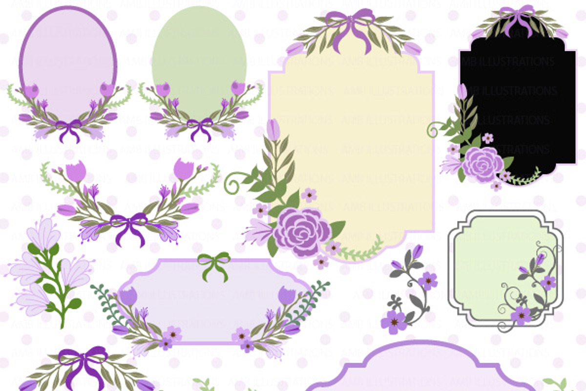 Floral Frames & Tags Clipart AMB-860, an Illustration by AMBillustrations