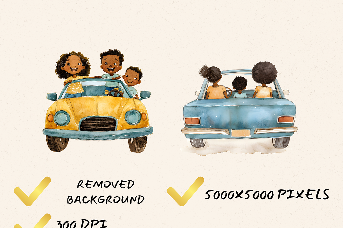 RETRO KIDS DRIVING CARS CLIPART PACK, a Person Illustration by Daring ...