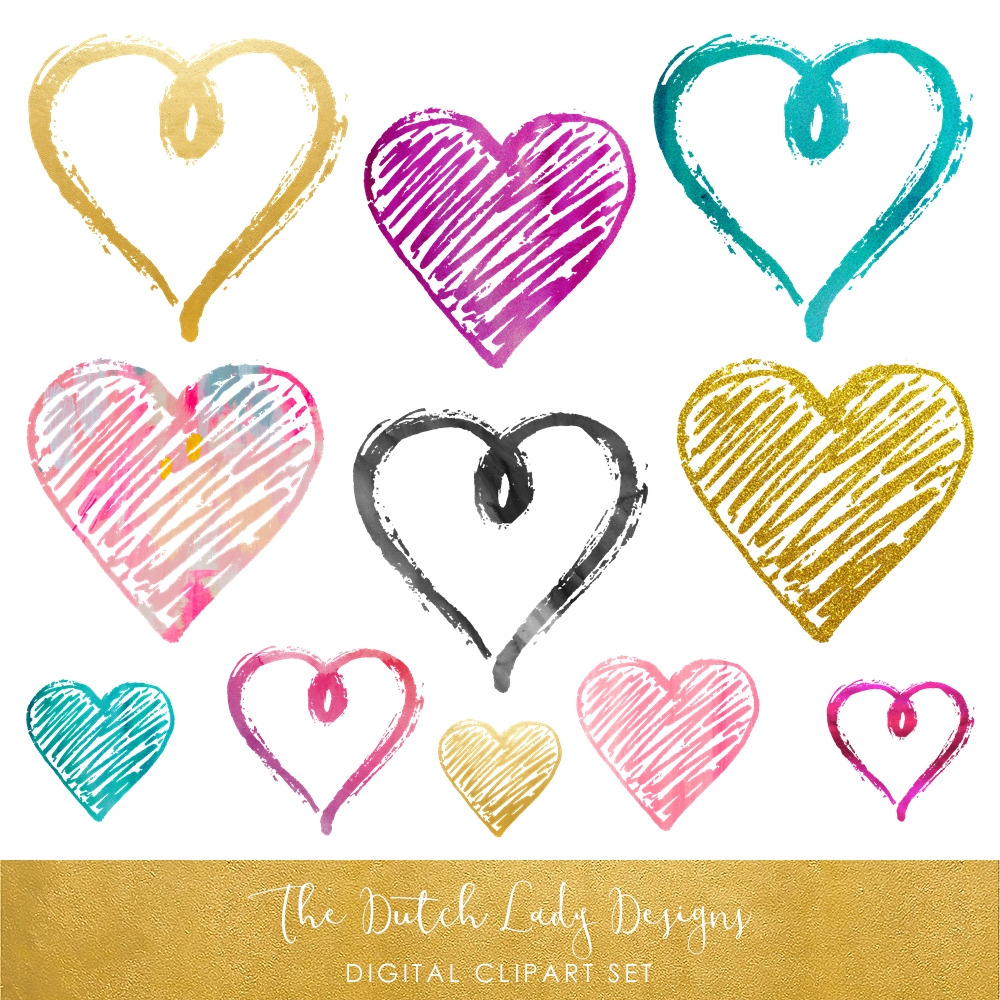 Funky Valentine Heart Clipart Set, an Illustration by The Dutch Lady ...