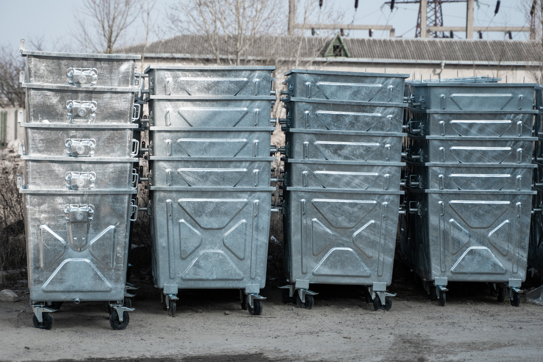 Warehouse of a new silver garbage featuring waste, garbage, and big, an ...