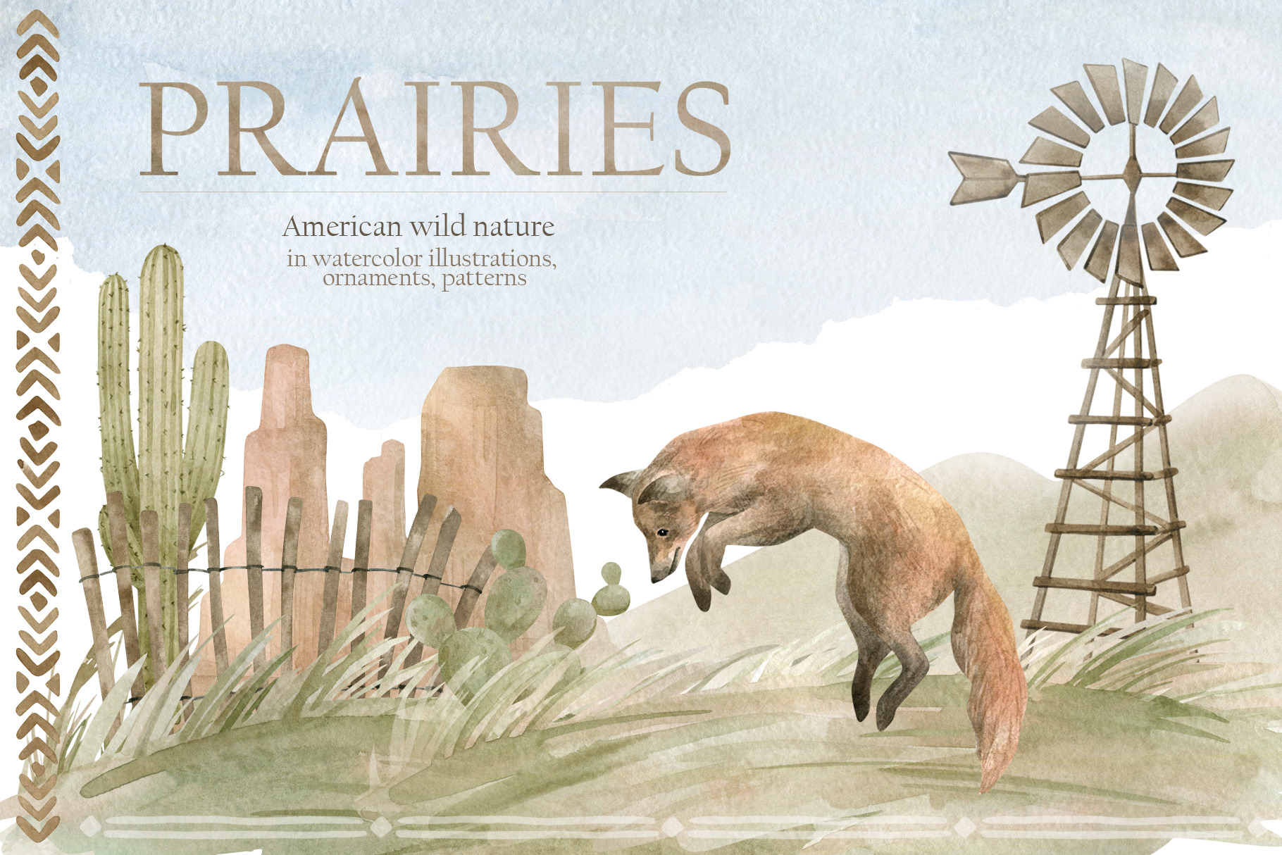 Prairies. American Animals & Nature, an Animal Illustration by Kreker Kate