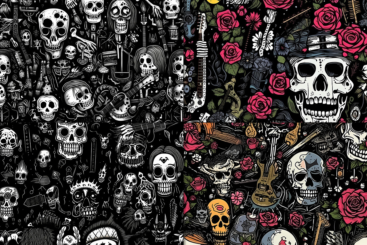 20 Seamless Emo Doodles Patterns, a Pattern Graphic by Nordic Design