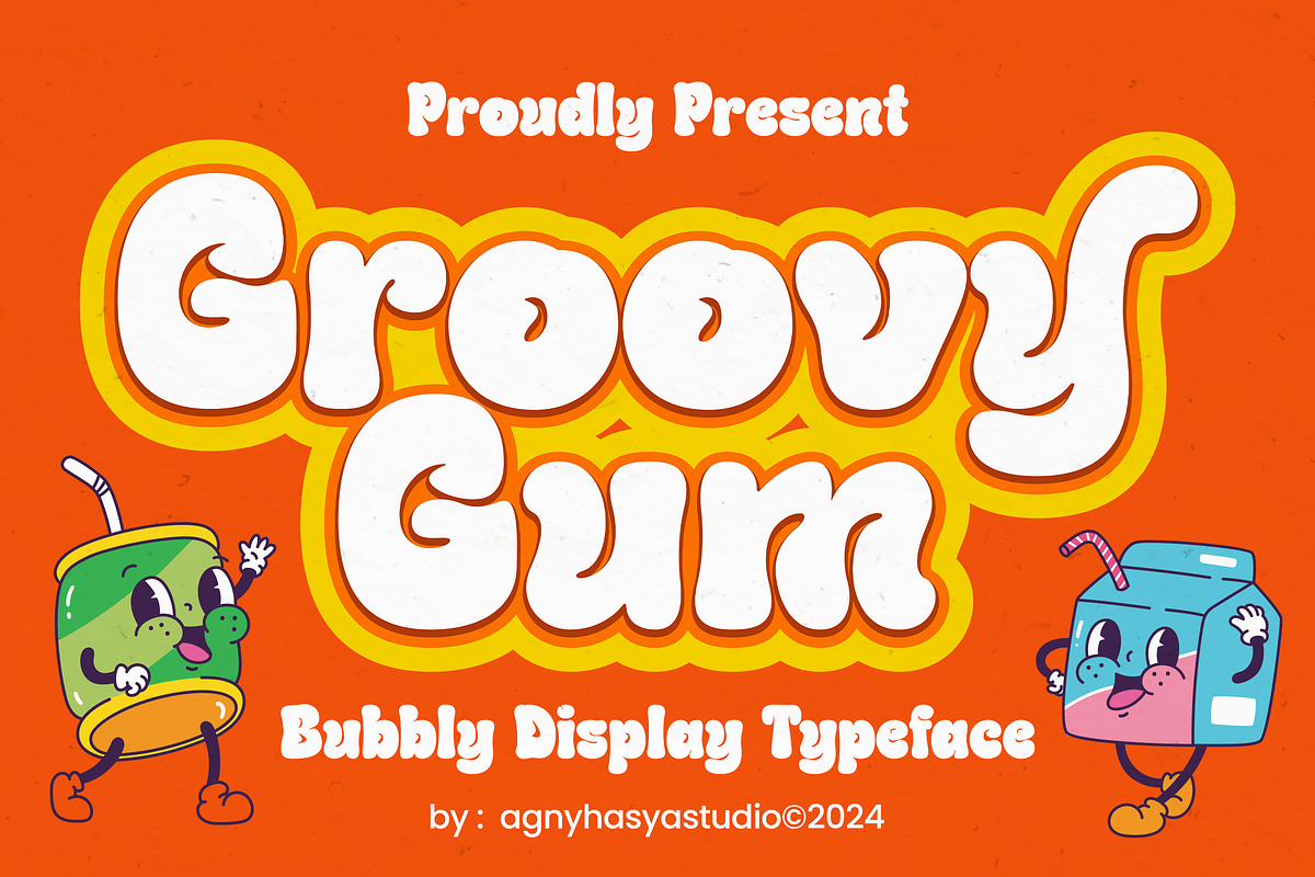 Groovy Gum - A Bubbly Display Font, a Symbol Font by agnyhasyastudio