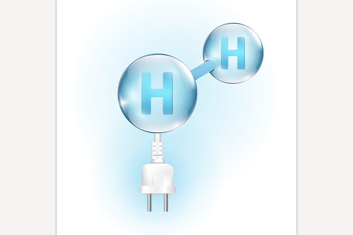 H2 molecule symbol. Blue hydrogen | Object Illustrations ~ Creative Market