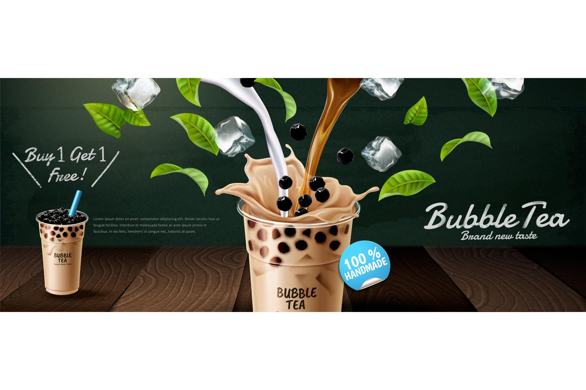 Bubble tea banner ads, a Food Illustration by TotallypicRF