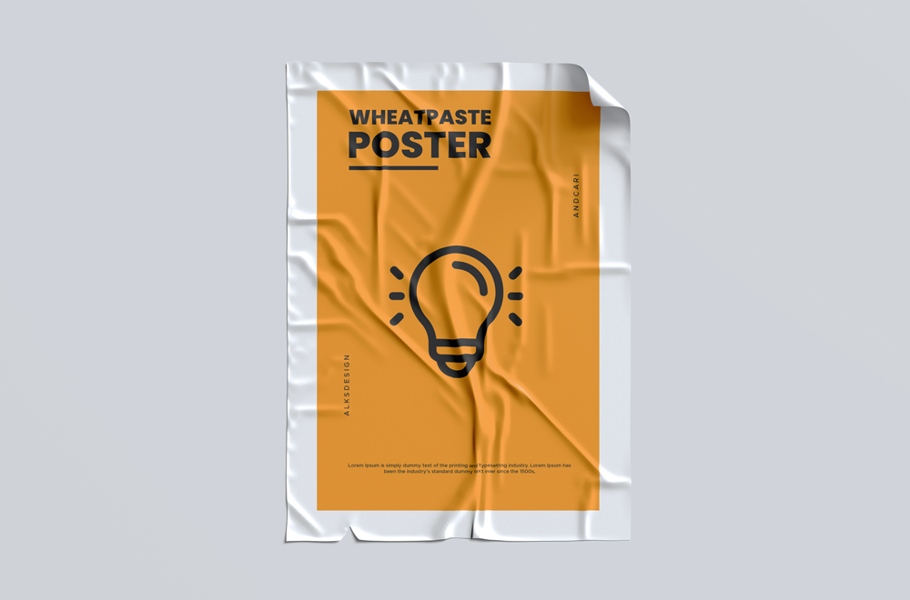 Wheatpaste Poster Mockup A3, a Print Template by AlkStudio