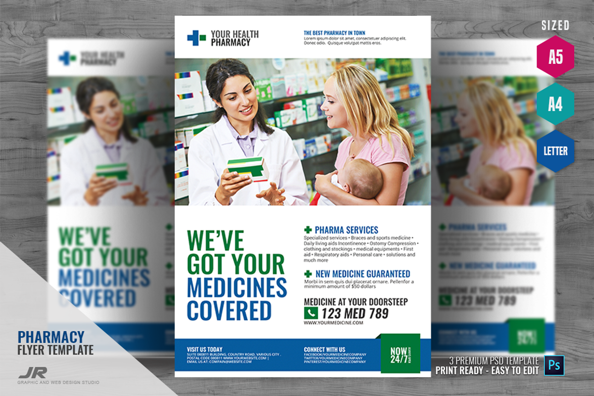 Pharmacy Services Flyer, a Flyer Template by PSDPixel
