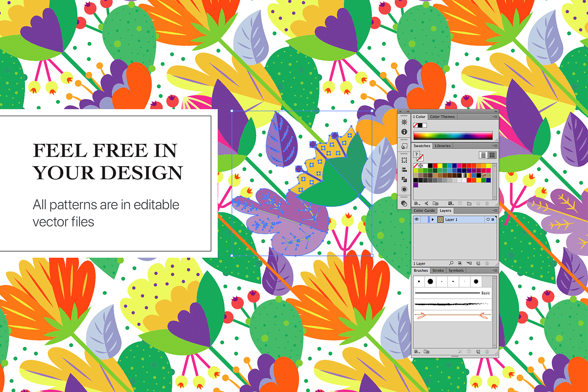 Fabulous vector flowers patterns, a Pattern Graphic by Designnina Shop