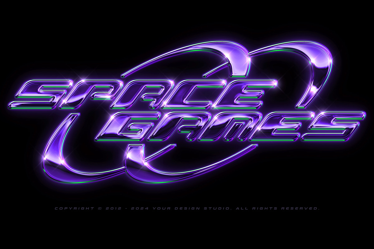 Y2K Chrome Text Effects Vol.2, a Layer Style Add-On by Hyperpix Productions