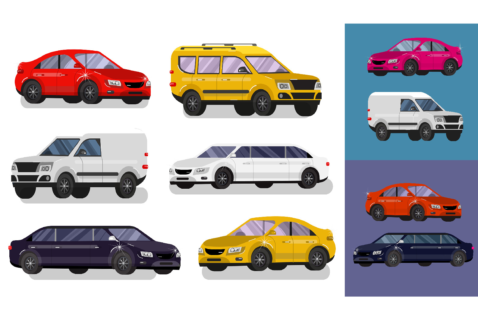Car illustration set, an Object Illustration by Merfin