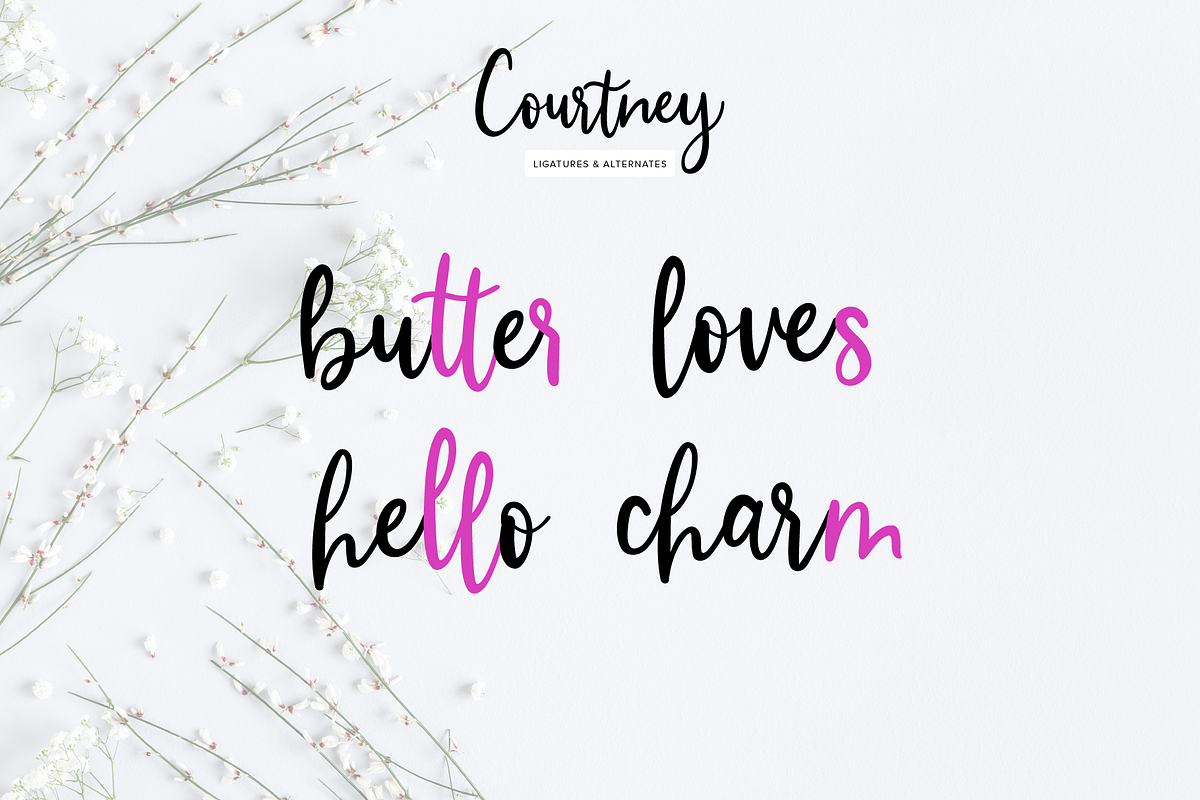 Courtney | Handwritten Script Font, a Script Font by Cate Shaner