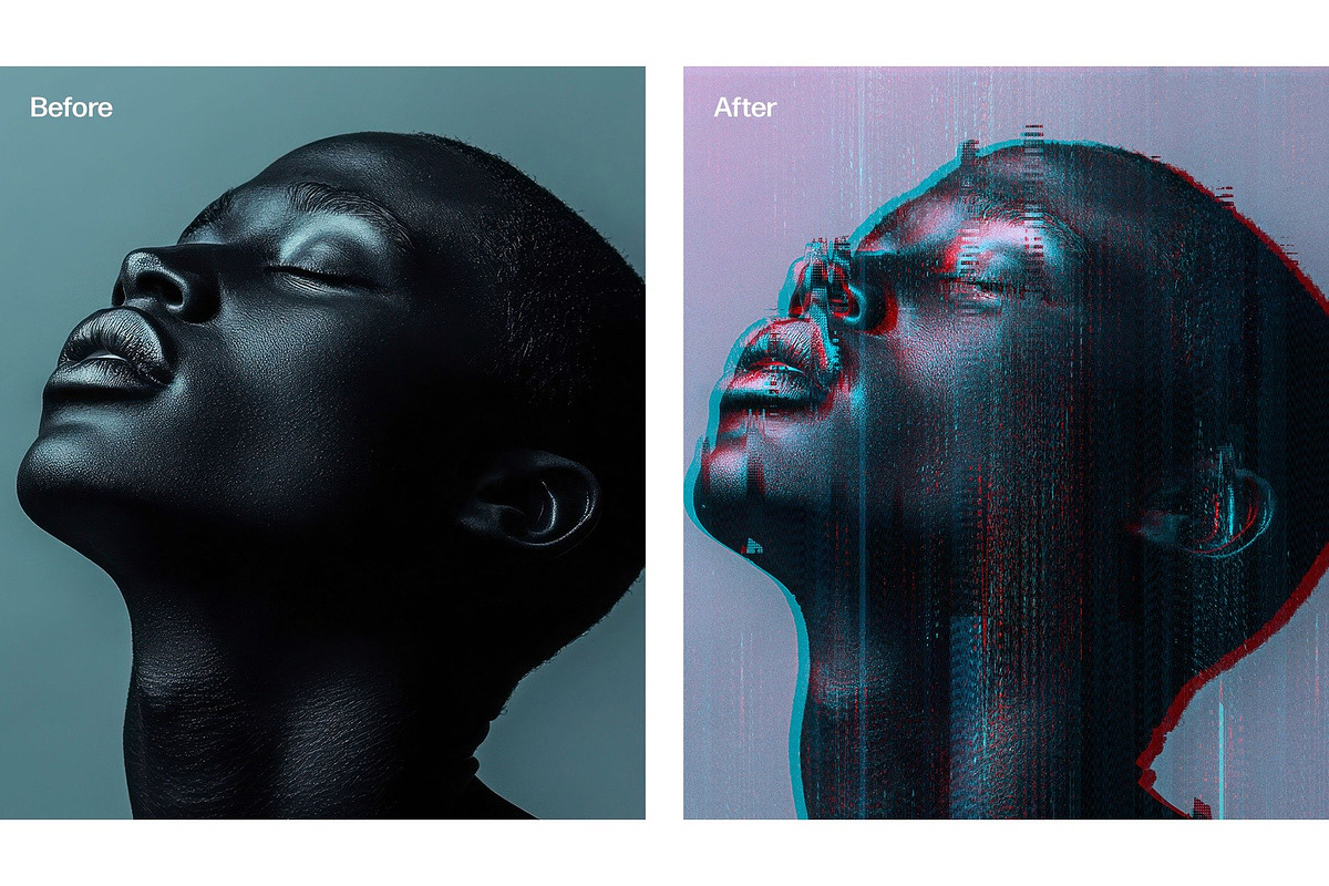 Neon Glitch Photo Effect Template, a Layer Style Add-On by DesignerCandies