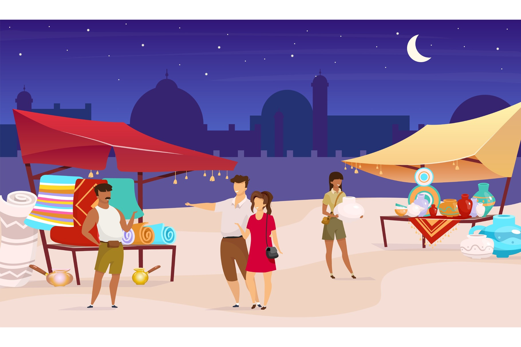 Night bazaar vector illustration, a Person Illustration by The img