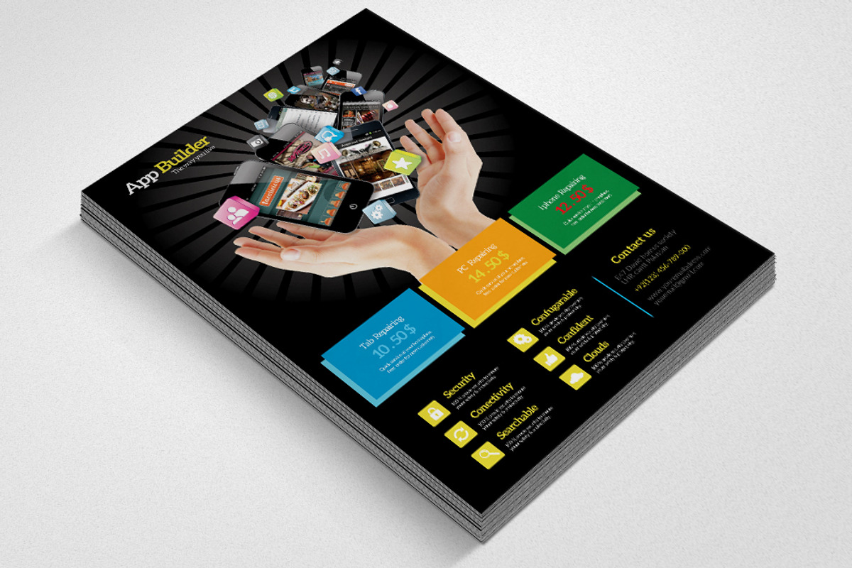 Mobile App Flyer, a Flyer Template by Psd Templates | Creative Market