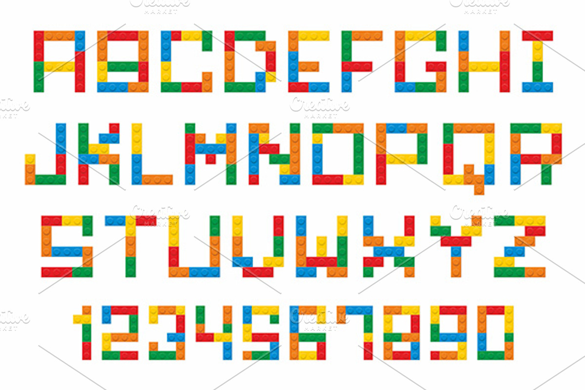 Plastic construction blocks alphabet, a Background Graphic by Volyk