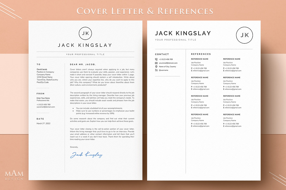 Resume CV Template with Logo, a Resume Template by MAM Design
