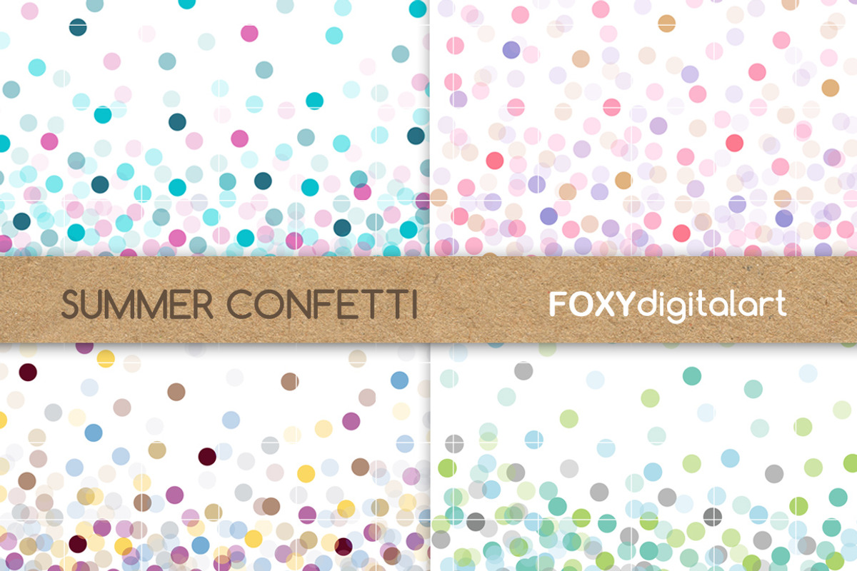 Confetti Digital Paper Pack, a Pattern Graphic by FOXYdigitalart