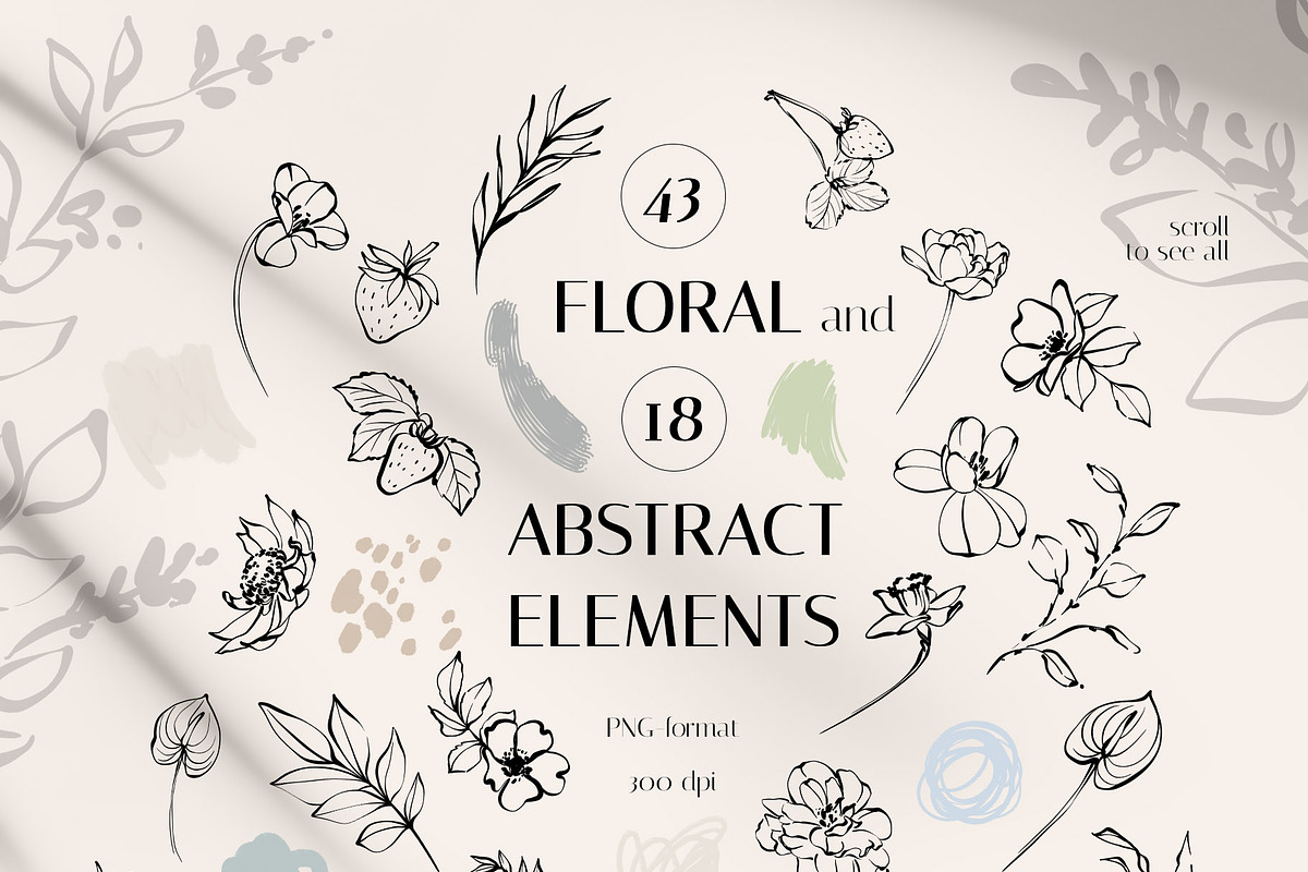 INKED BOTANY line art set