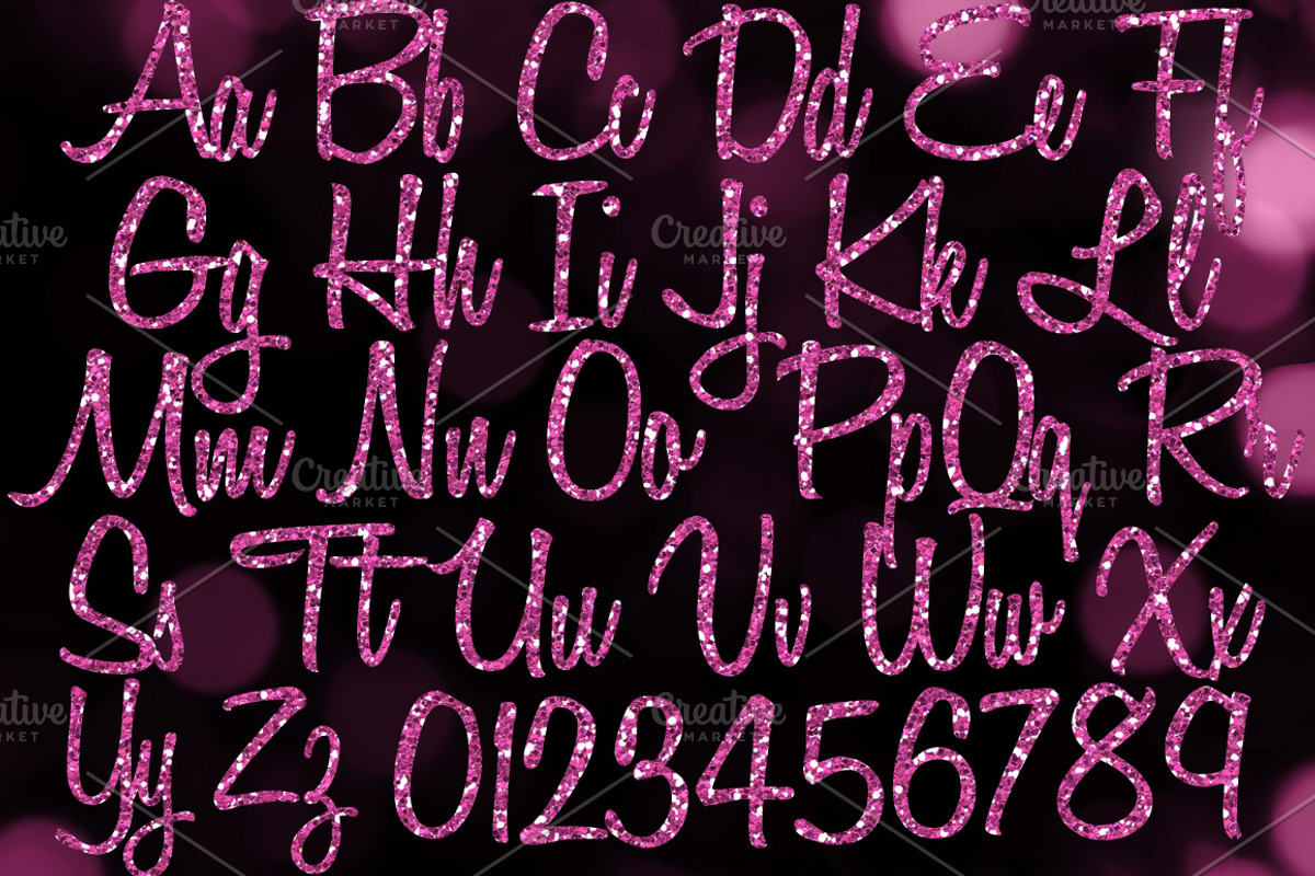 Pink Glitter Alphabet Clipart, an Object Graphic by Paper Element