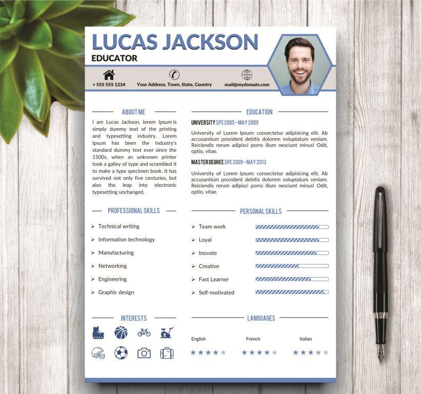 Stylish Resume Template for MS Word, a Resume Template by Creative ...