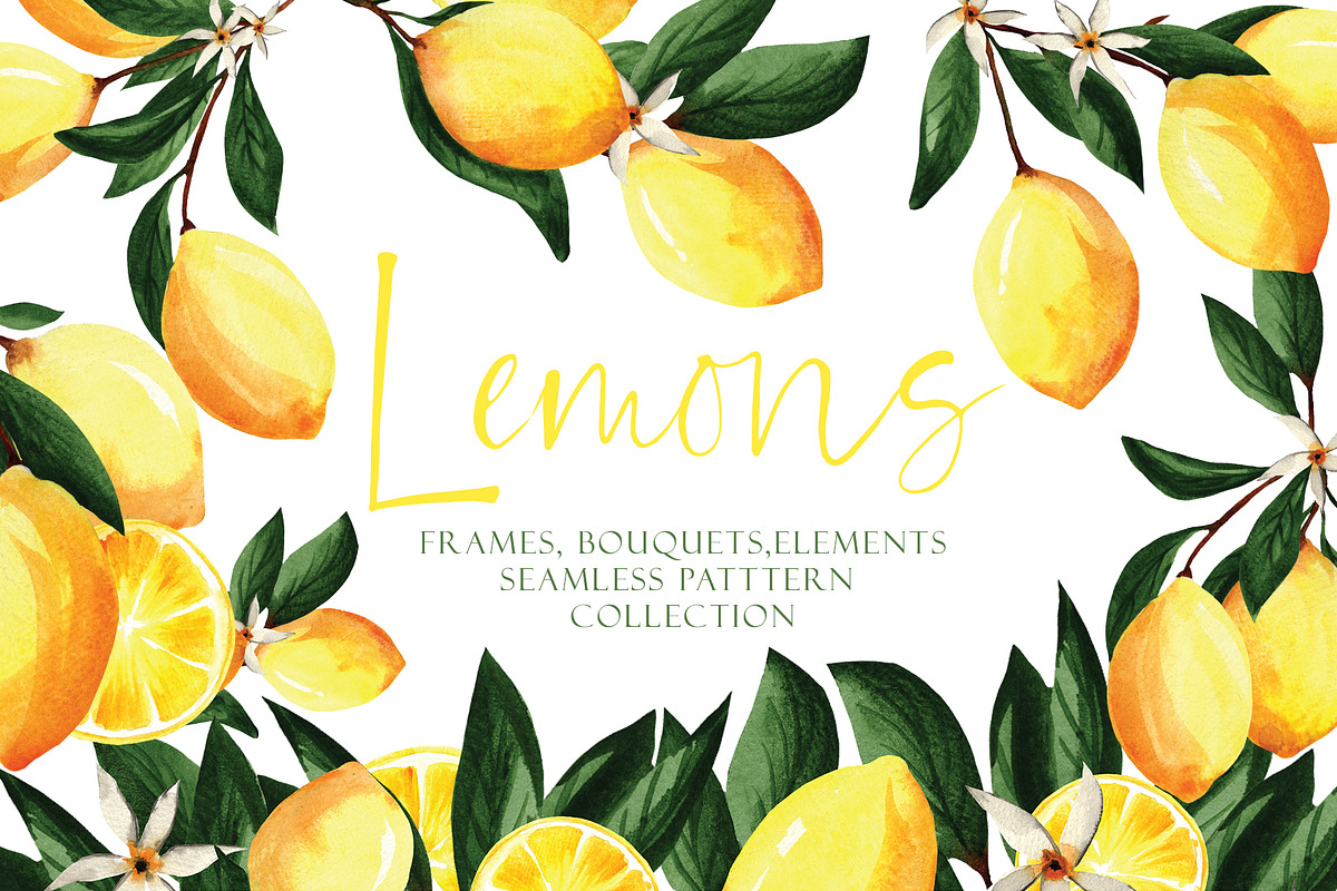 Lemon Clipart and Digital Paper set