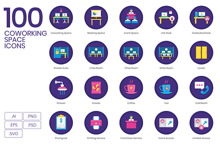 73 Office Color Line Icons, an Icon by Flat Icons