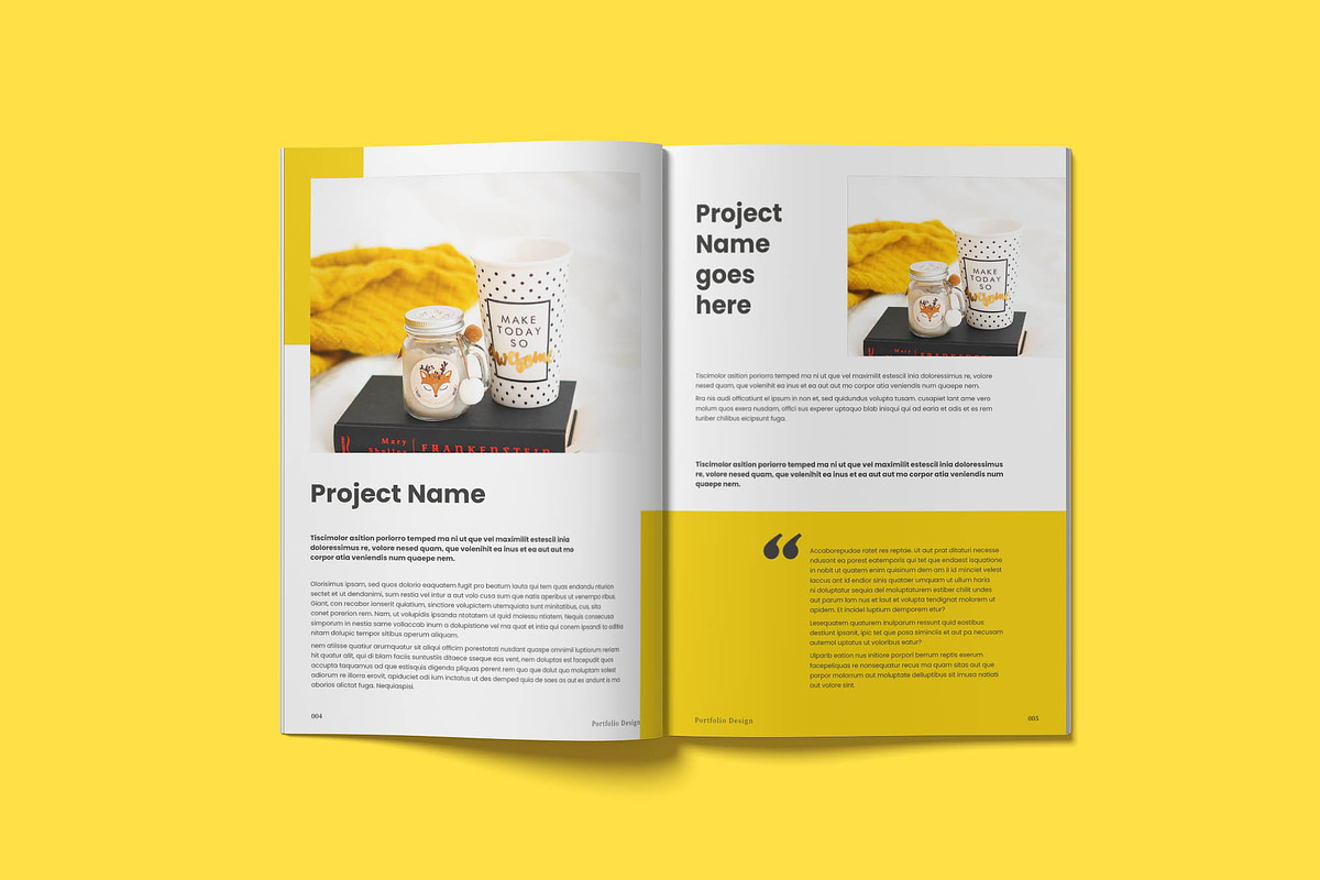 Multipurpose Yellow Portfolio Layout | Creative Market