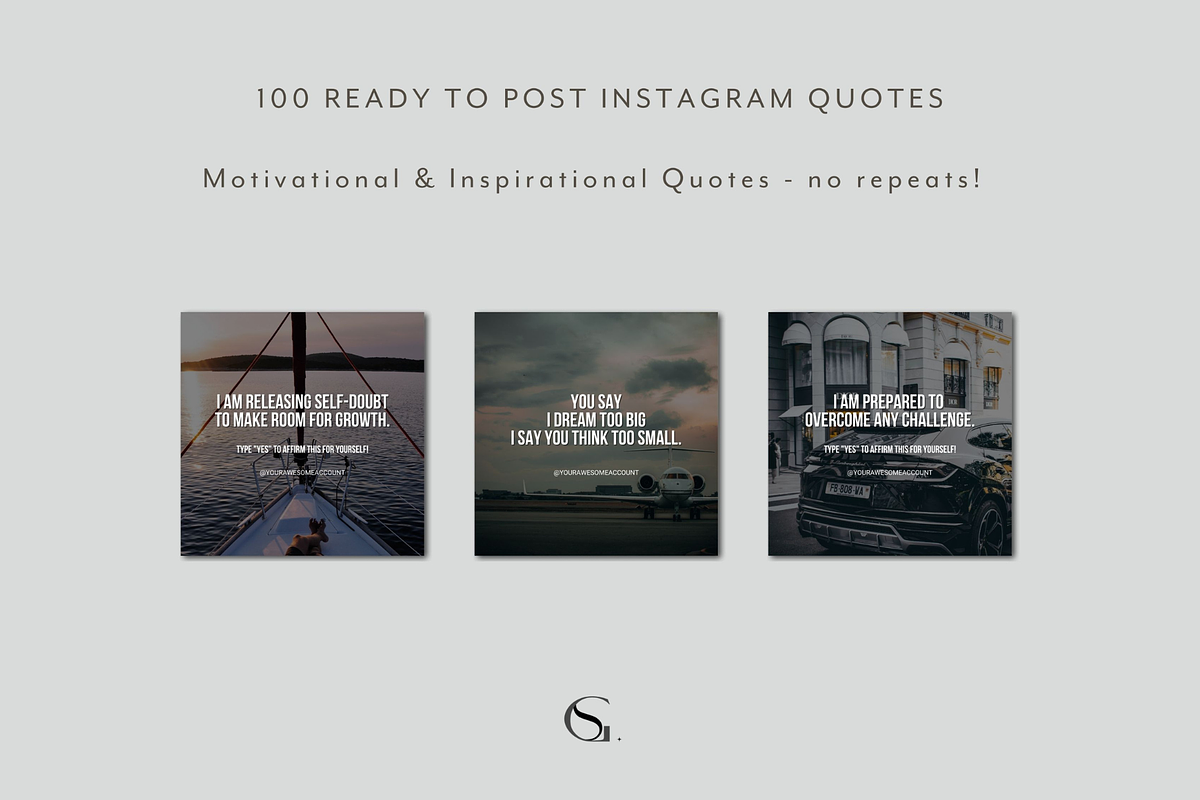 100 Instagram Motivational Quotes, a Social Media Template by GreyScaleNY