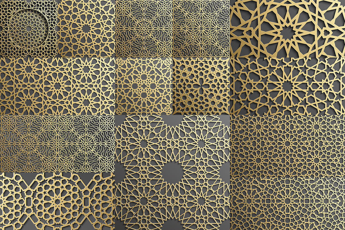 Luxurious Gold Islamic Pattern Set
