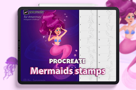 Procreate Chibi Mermaid Pose Guides | Brushes ~ Creative Market