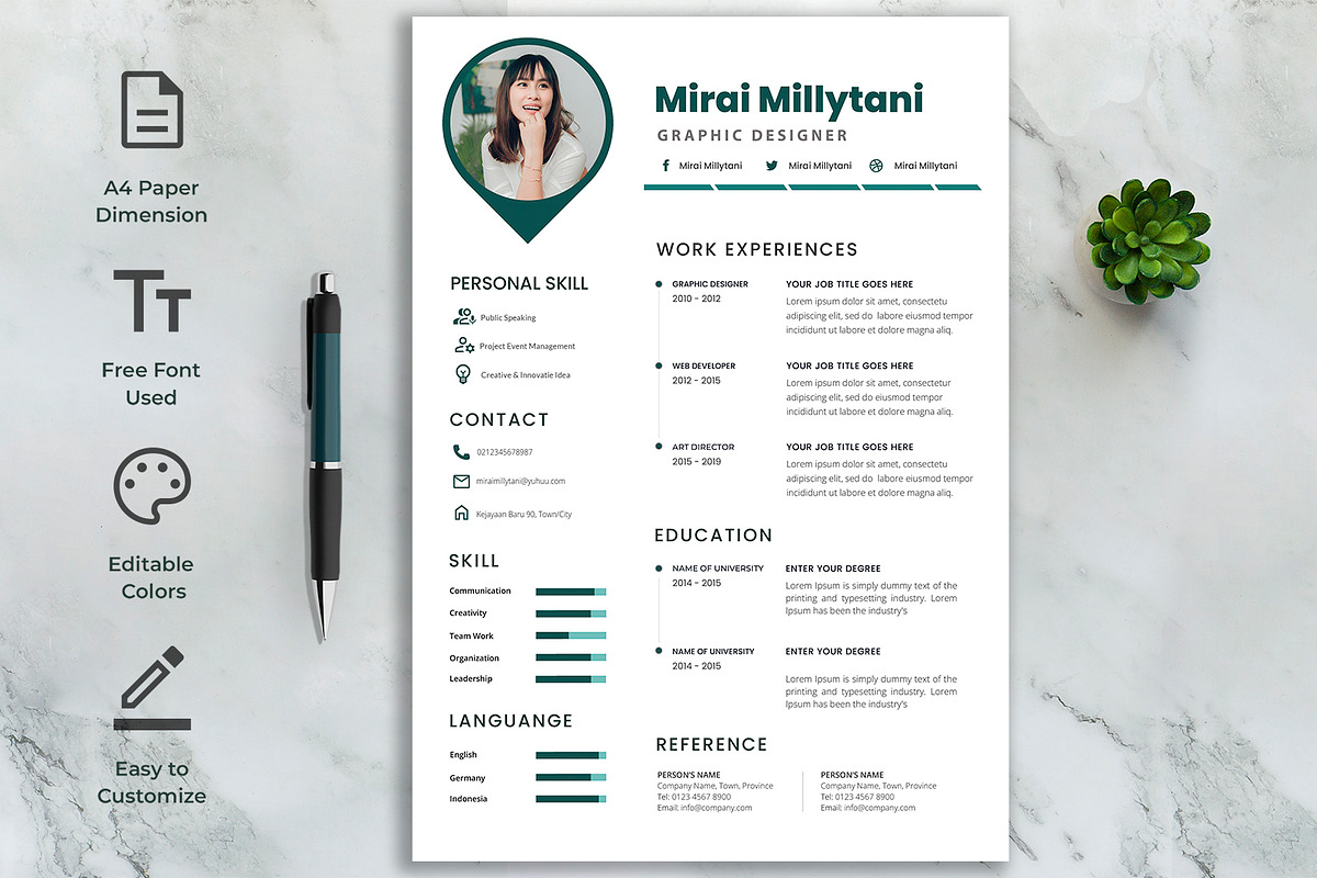 Simple Modern Resume / CV, a Resume Template by ResumeFabs | Creative ...
