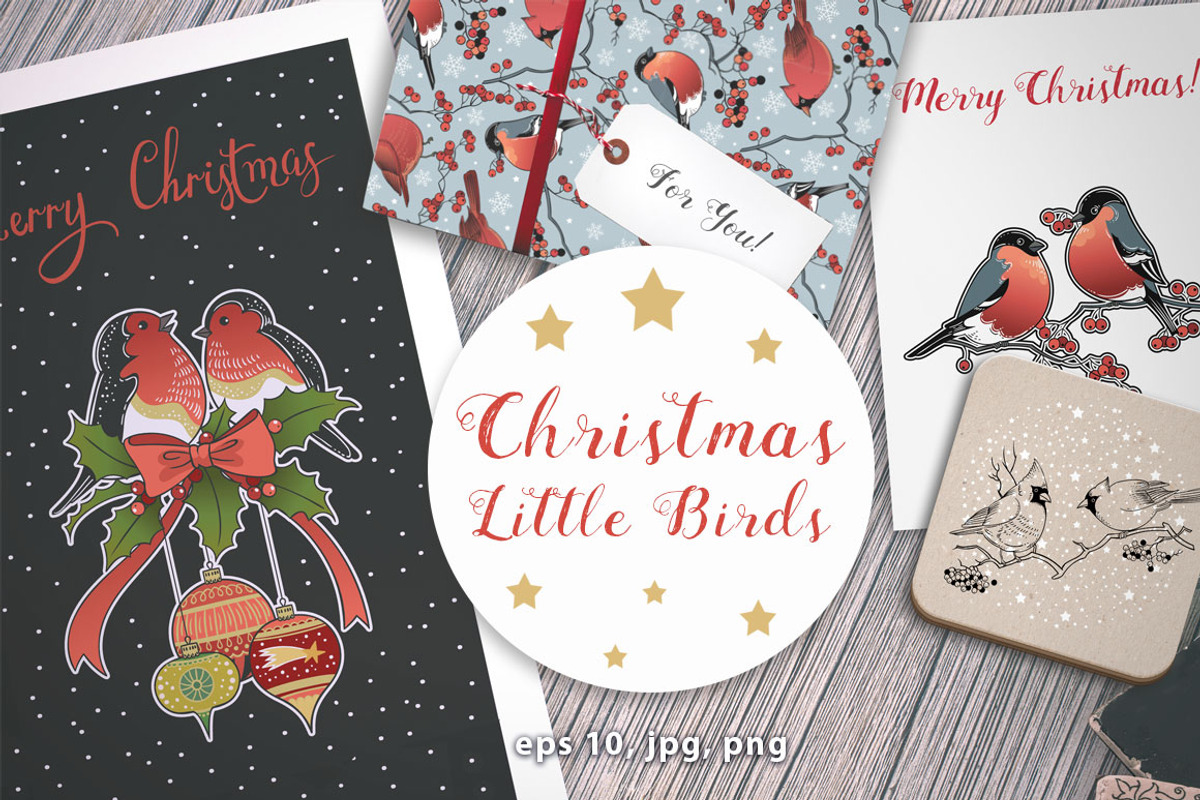 Christmas Little Birds, a Decorative Illustration by Anastasia