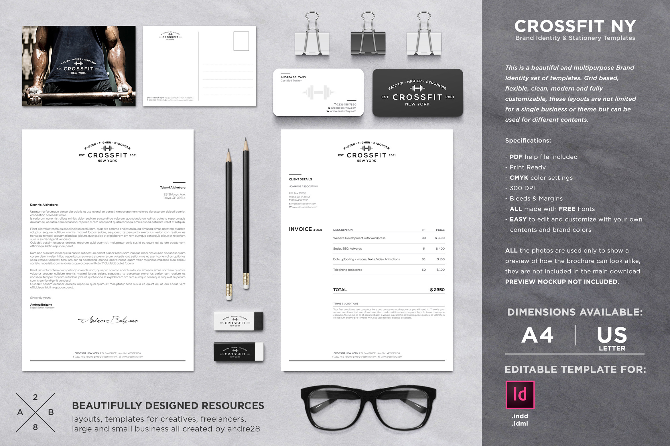 Crossfit Brand Identity Templates, a Stationery Template by Andre28