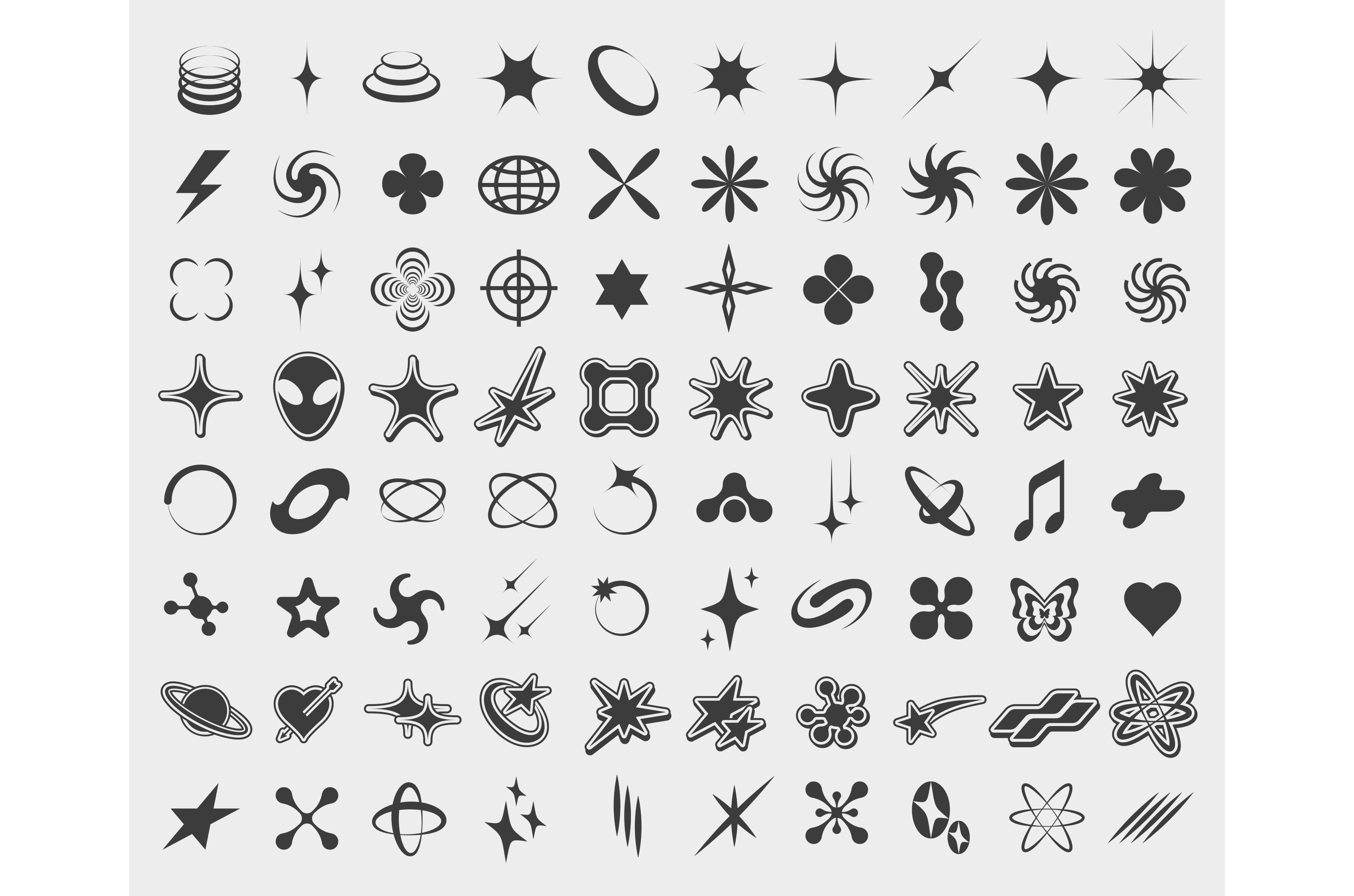 Y2K symbols. Retro star icons, an Illustration by winwin.art