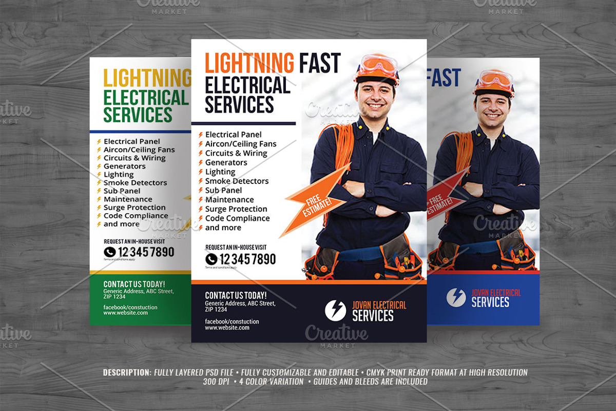Electrical Service Flyer, a Flyer Template by PSDPixel