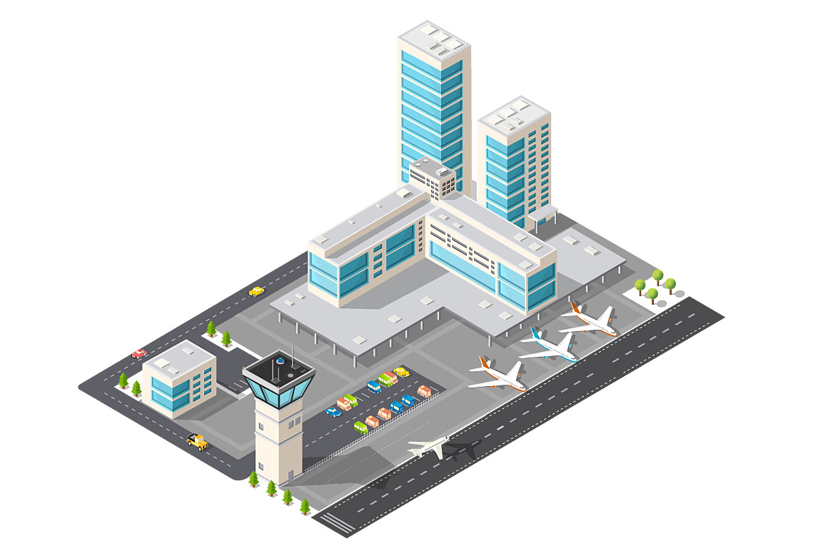3D isometric view of the airport, an Object Graphic by AlexZeL