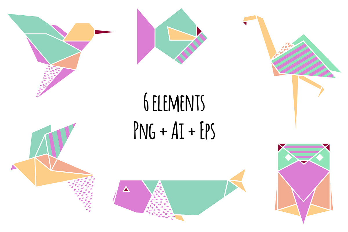 Origami Clipart Set Png Ai Eps, an Illustration by Annakristal
