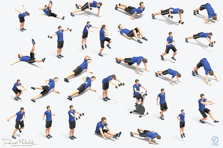 Exercise Animations Bundle Woman, a Characters & Person 3D Model by ...