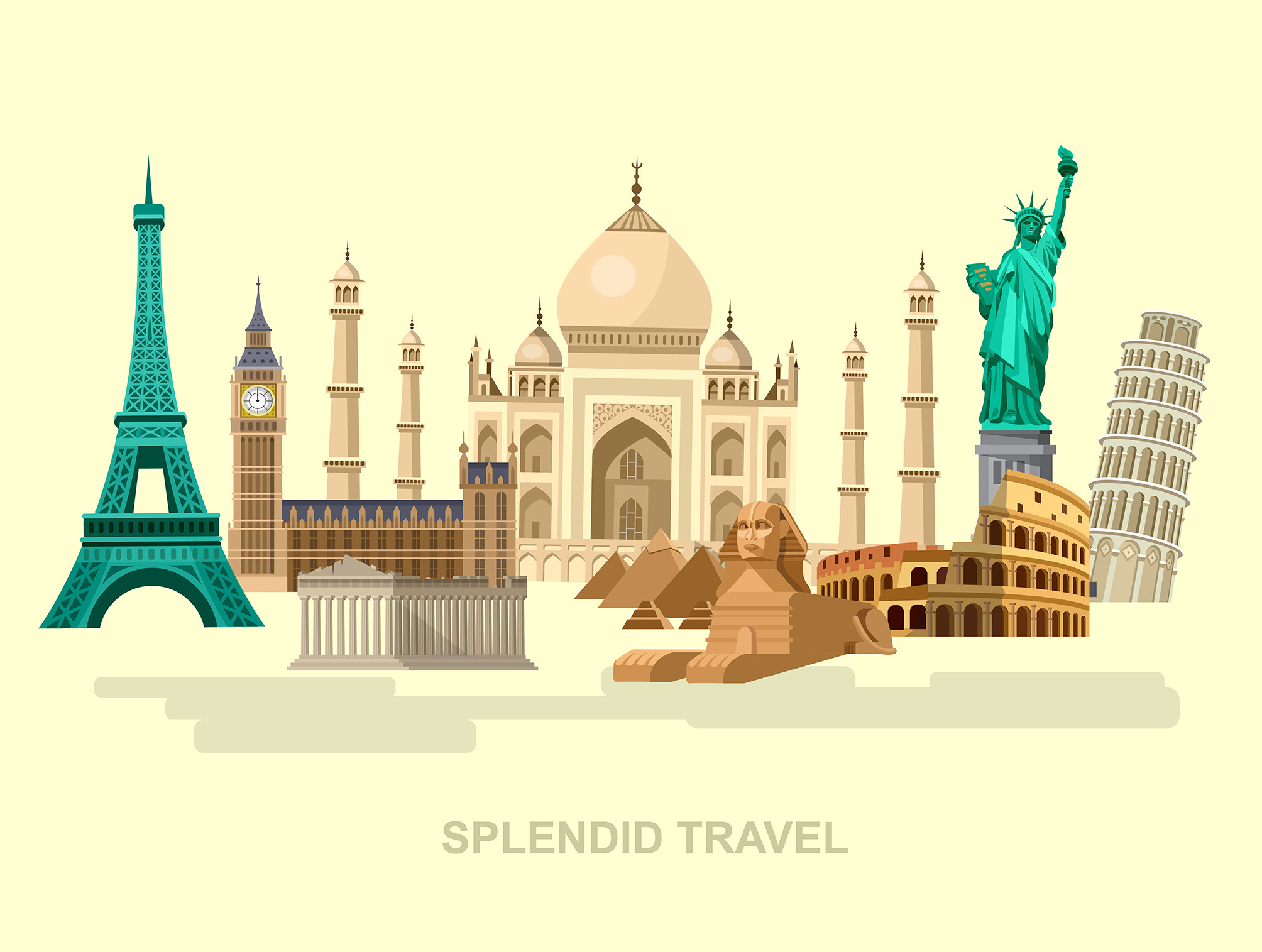 Famous World landmarks, a Decorative Illustration by Merfin