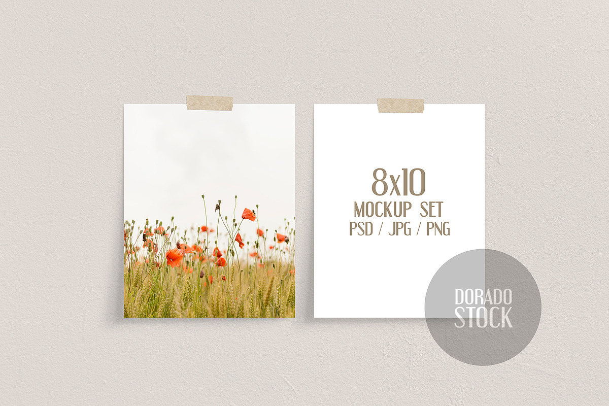 8x10 print mockup set, a Print Template by Dorado Stock